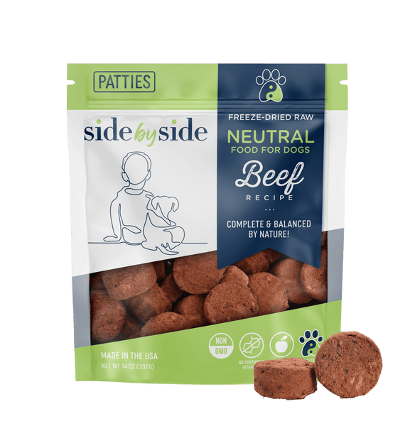 Freeze Dried Raw Beef Mini Patties for Dogs - Side by Side - Side by ...